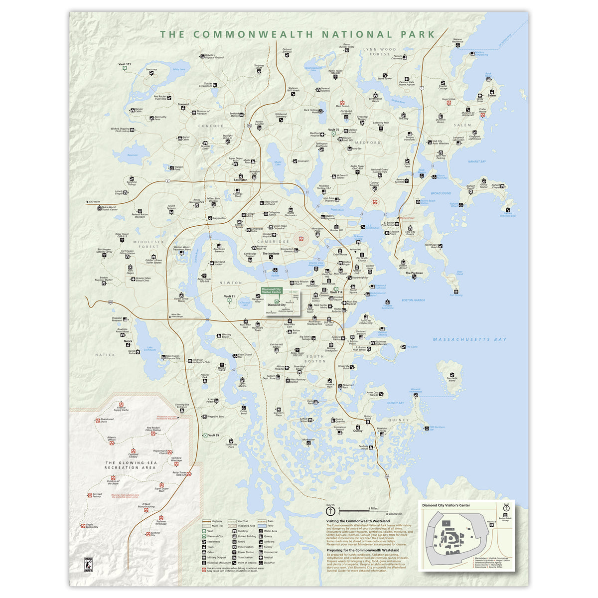 Fallout - Commonwealth Wasteland - National Park Style Map - 16x20 ...