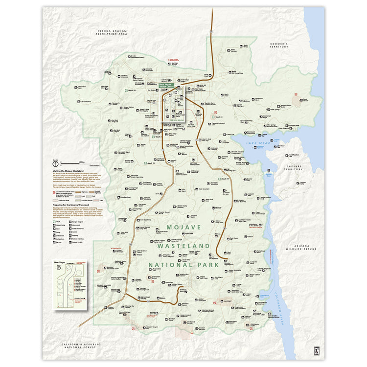 Fallout - Mojave Wasteland - National Park Style Map - 16x20 – KnerdKraft