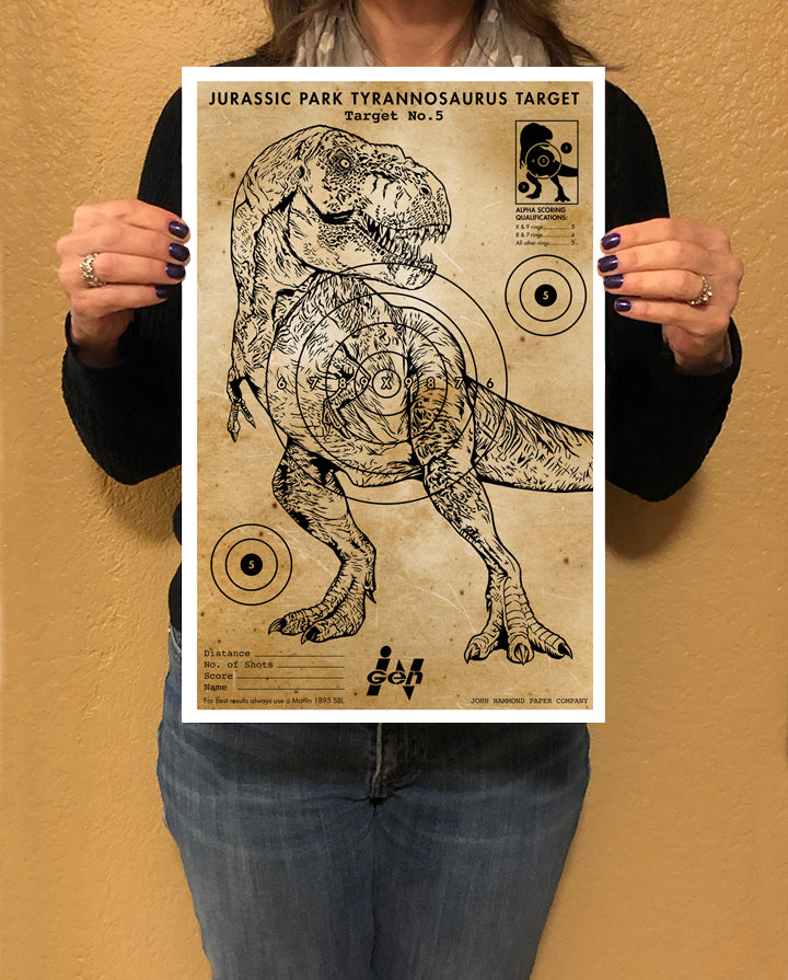 Jurassic Park- Tyrannosaurus Rex - Vintage Shooting Target Print - 11x ...