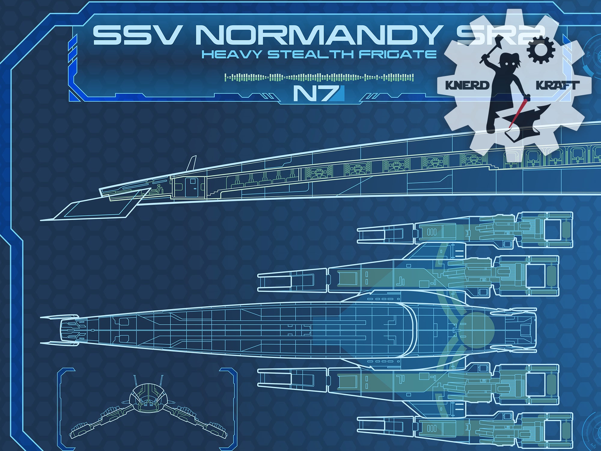 Mass Effect Normandy SR2 - Starship Schematic - 36x11.75 – KnerdKraft