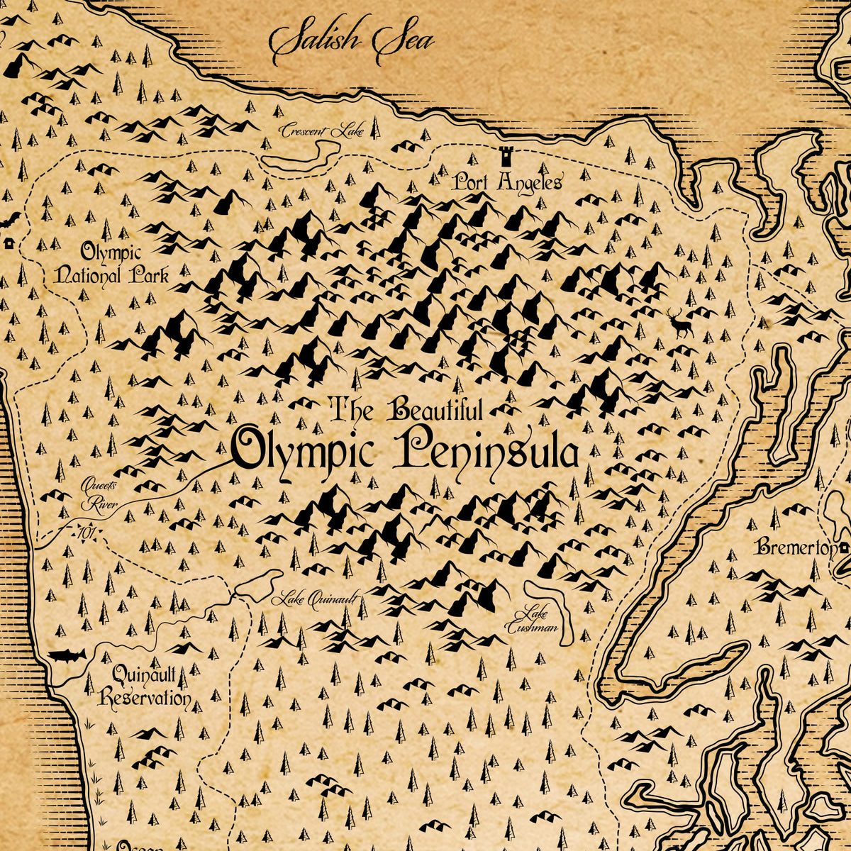 Realms of Washington State - Fantasy Map - 18x24 – KnerdKraft