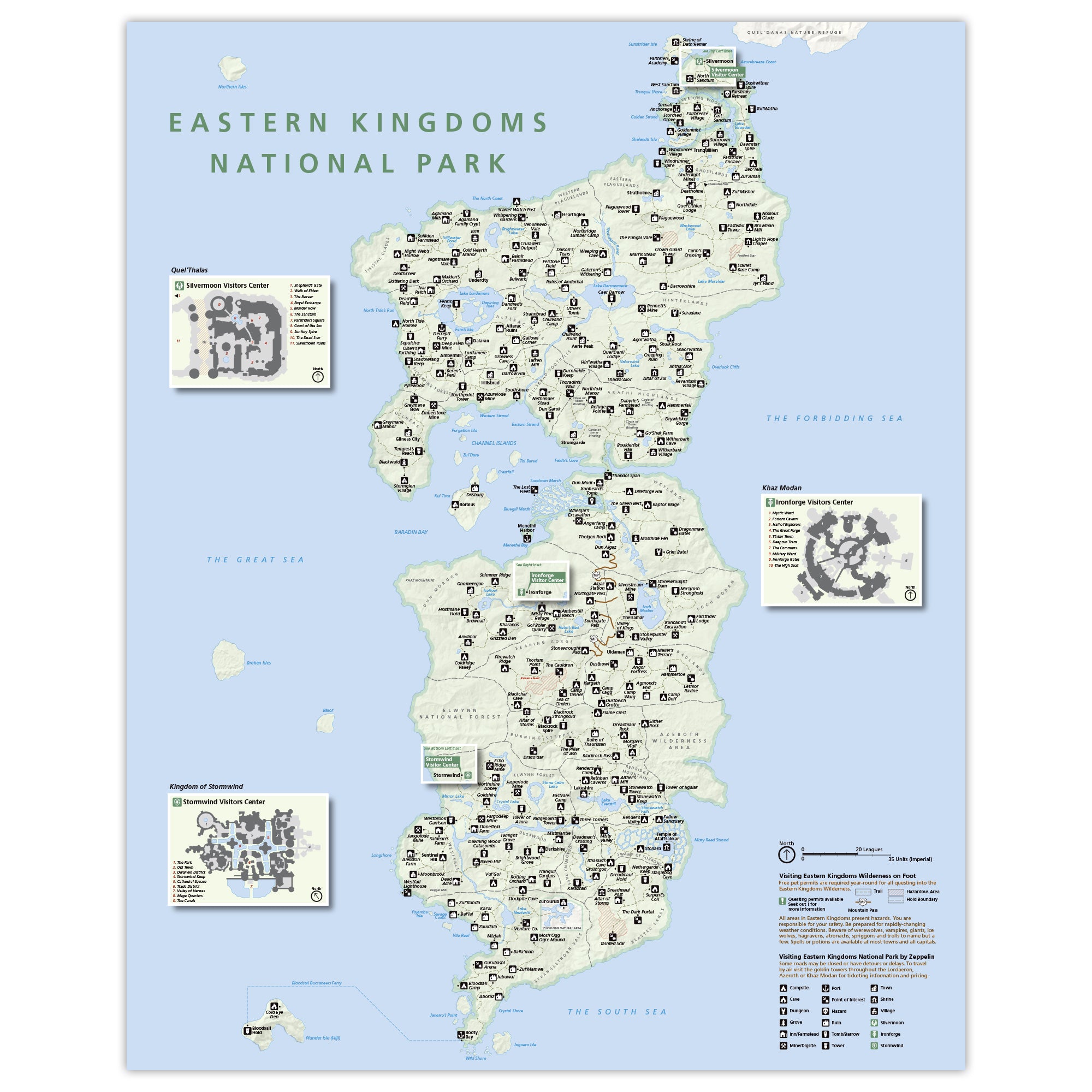 WoW - Eastern Kingdoms - National Park Style Map - 16x20 – KnerdKraft